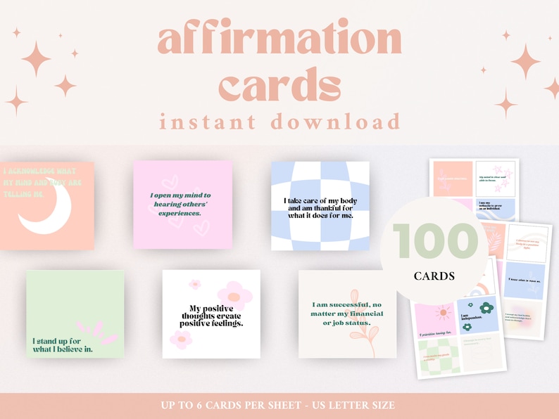 100 Printable Affirmation Cards | Affirmations Instant Download ...