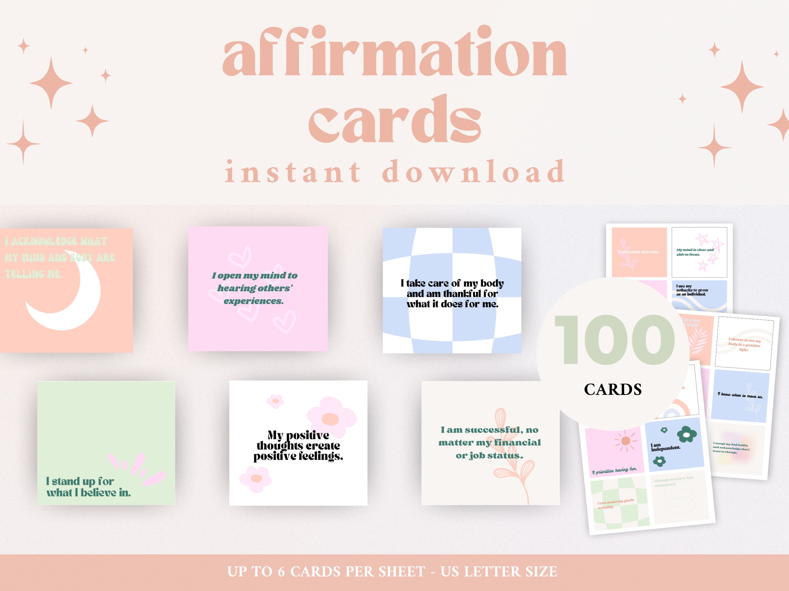 100 Printable Affirmation Cards | Affirmations Instant Download ...