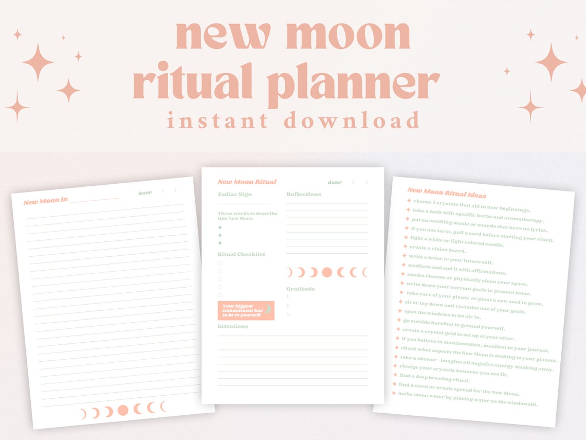 Printable New Moon Ritual Planner | New Moon Ritual Kit | New Moon ...
