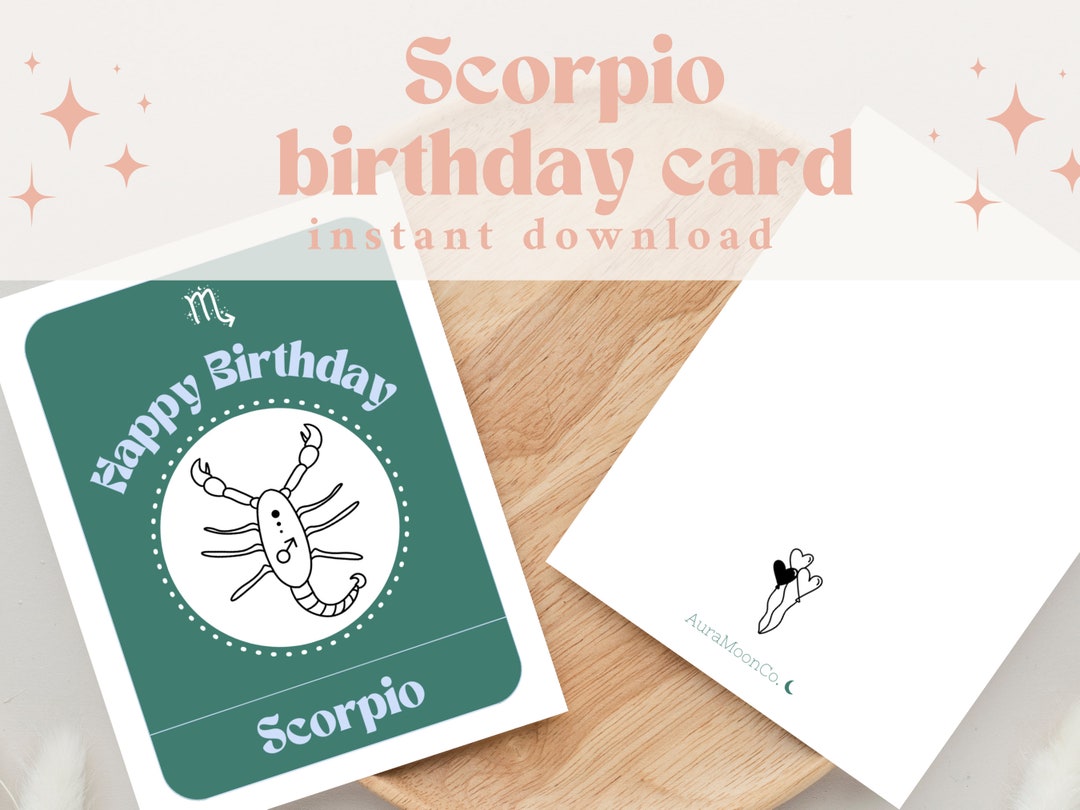 Printable Scorpio Birthday Card | Horoscope Birthday Cards | Digital ...