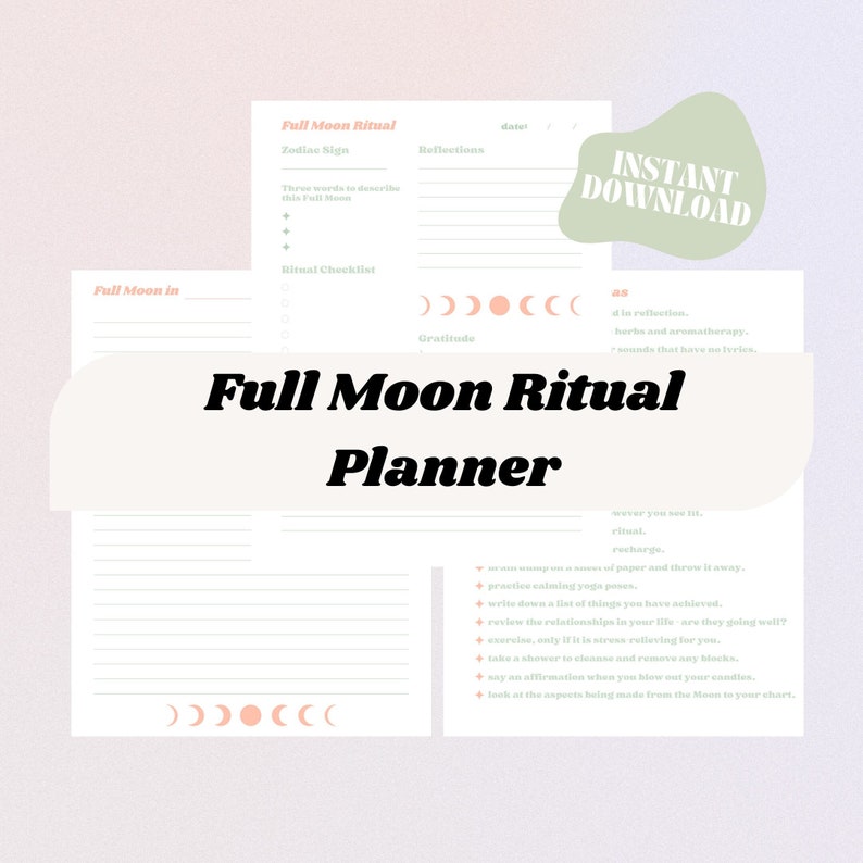 Printable Full Moon Ritual Planner Full Moon Ritual Kit - Etsy