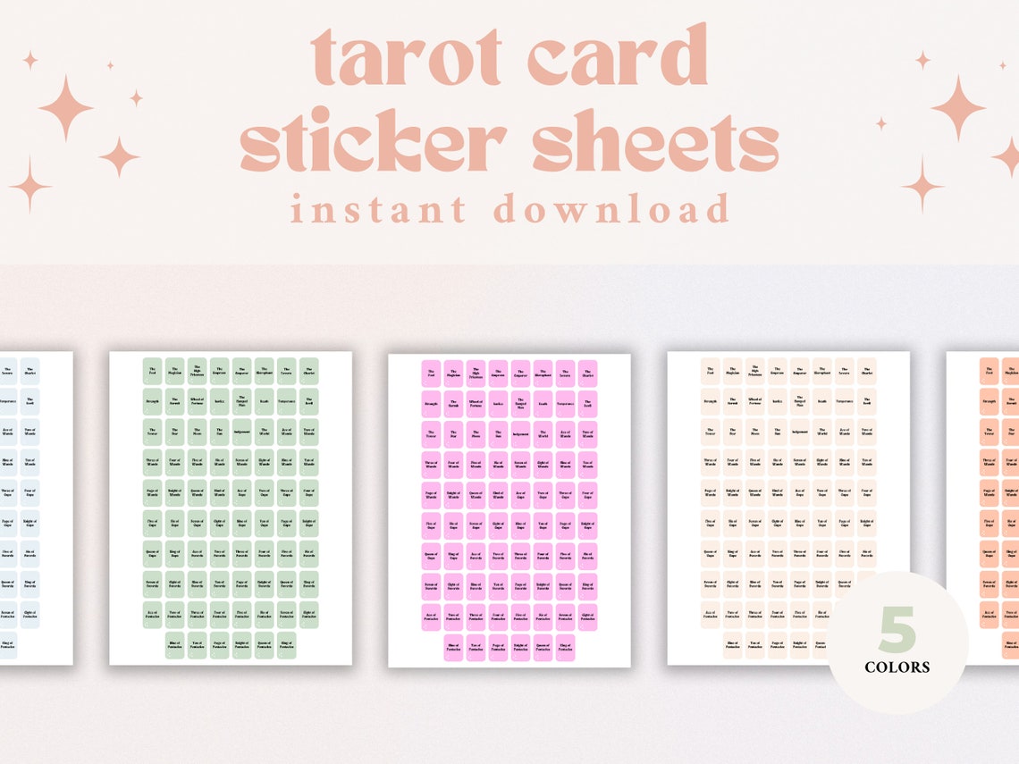 Printable Tarot Card Stickers Tarot Sticker for Journal Tarot Sticker ...