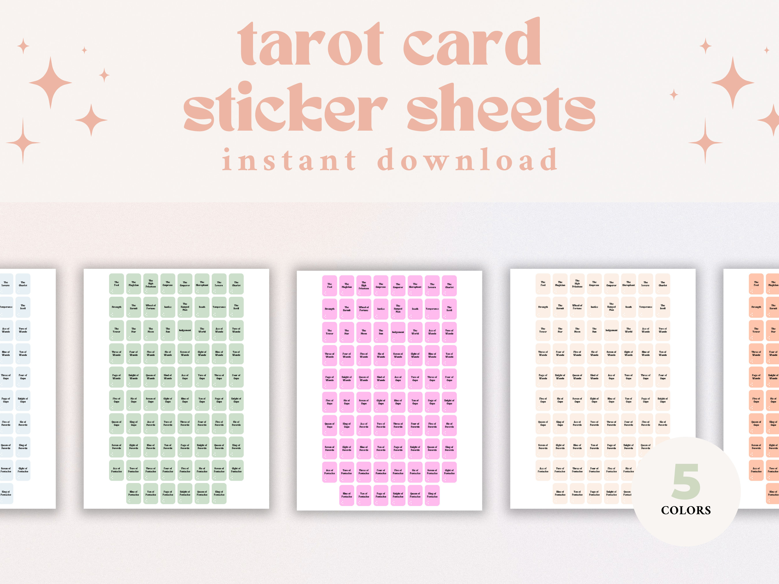Printable Tarot Card Stickers Tarot Sticker for Journal Tarot Sticker ...