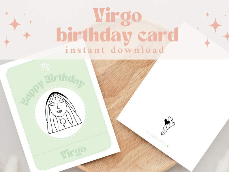Printable Virgo Birthday Card | Virgo Zodiac Birthday Card | Digital ...