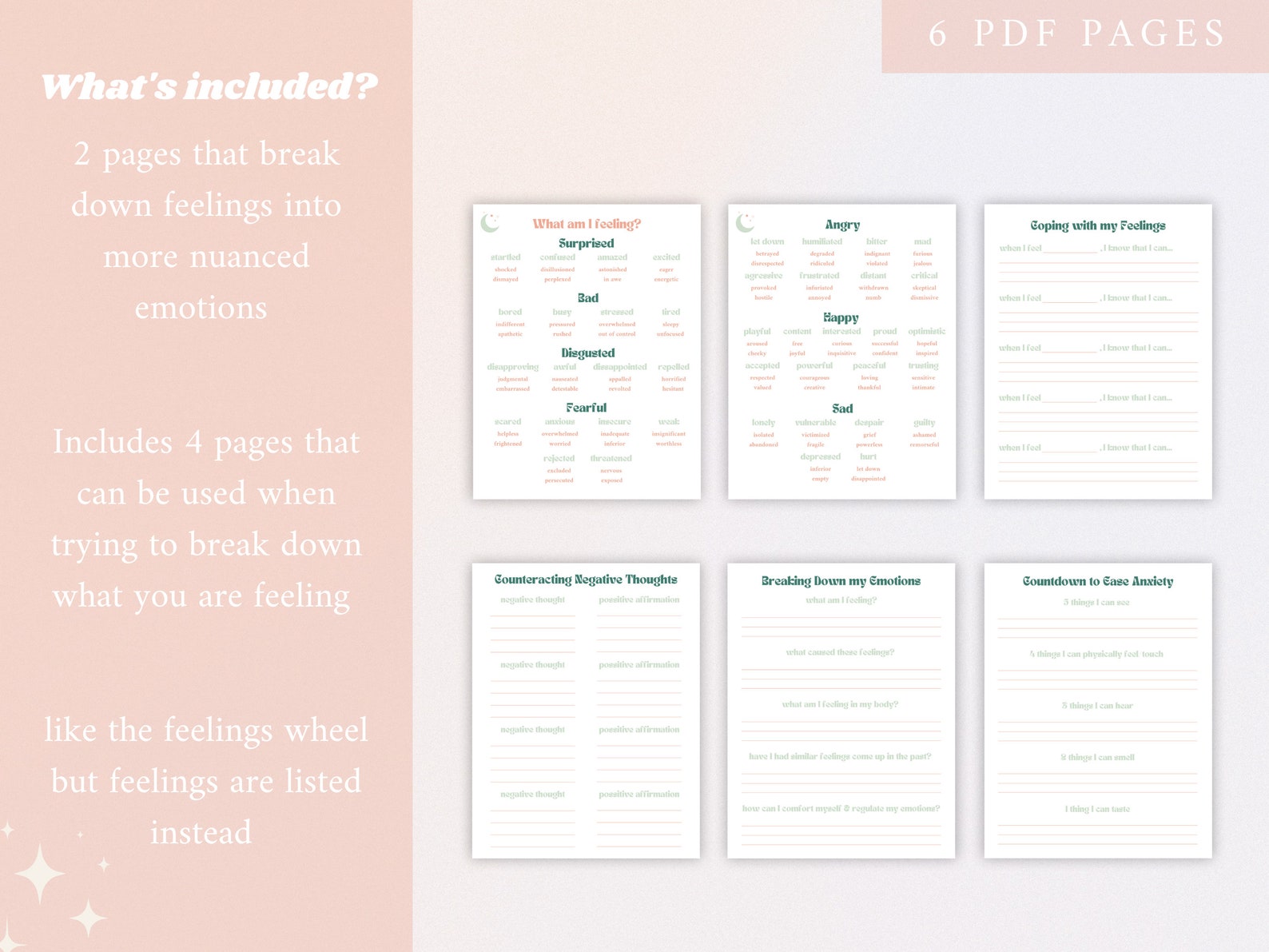Printable Emotion Processing Worksheets | Feelings Wheel Alternative ...