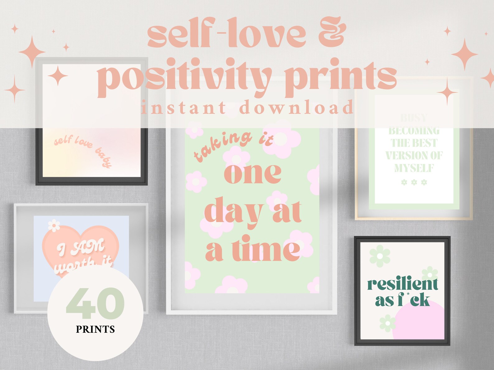 Printable Self-love Wall Prints | Digital Gallery Wall Set | Aesthetic ...