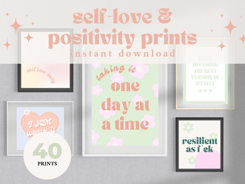 Printable Self-love Wall Prints | Digital Gallery Wall Set | Aesthetic ...