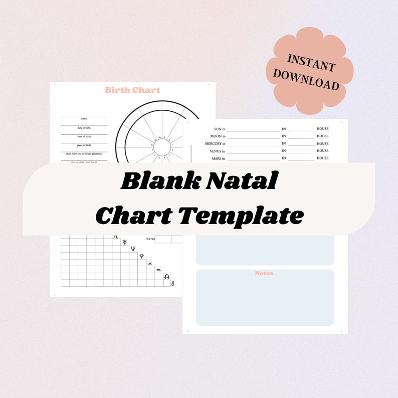 Printable Blank Natal Chart Template Downloadable Birth Etsy México