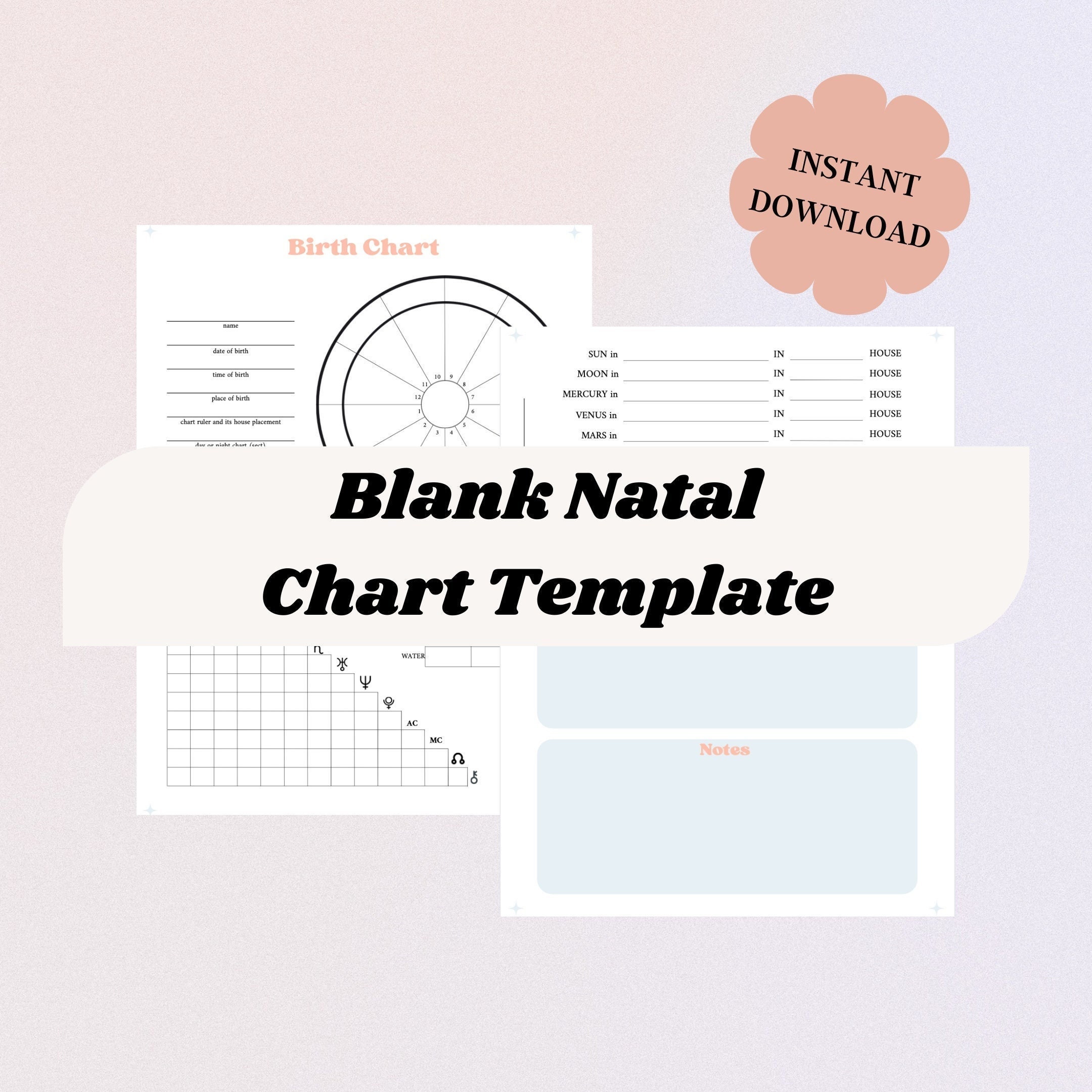 Printable Blank Natal Chart Template Downloadable Birth - Etsy Canada