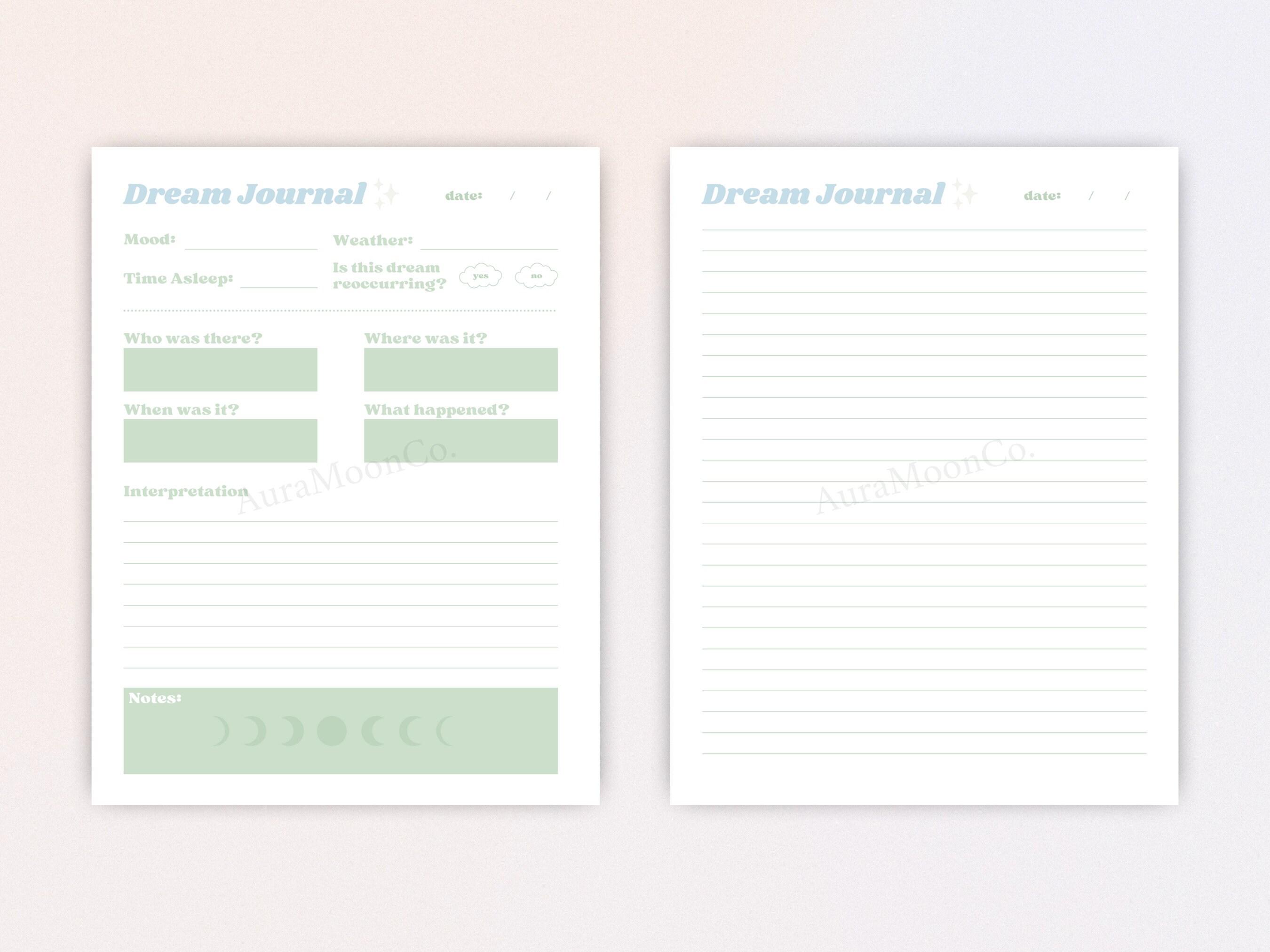 Printable Dream Journal | Dream Journal Digital | Dream Journal ...