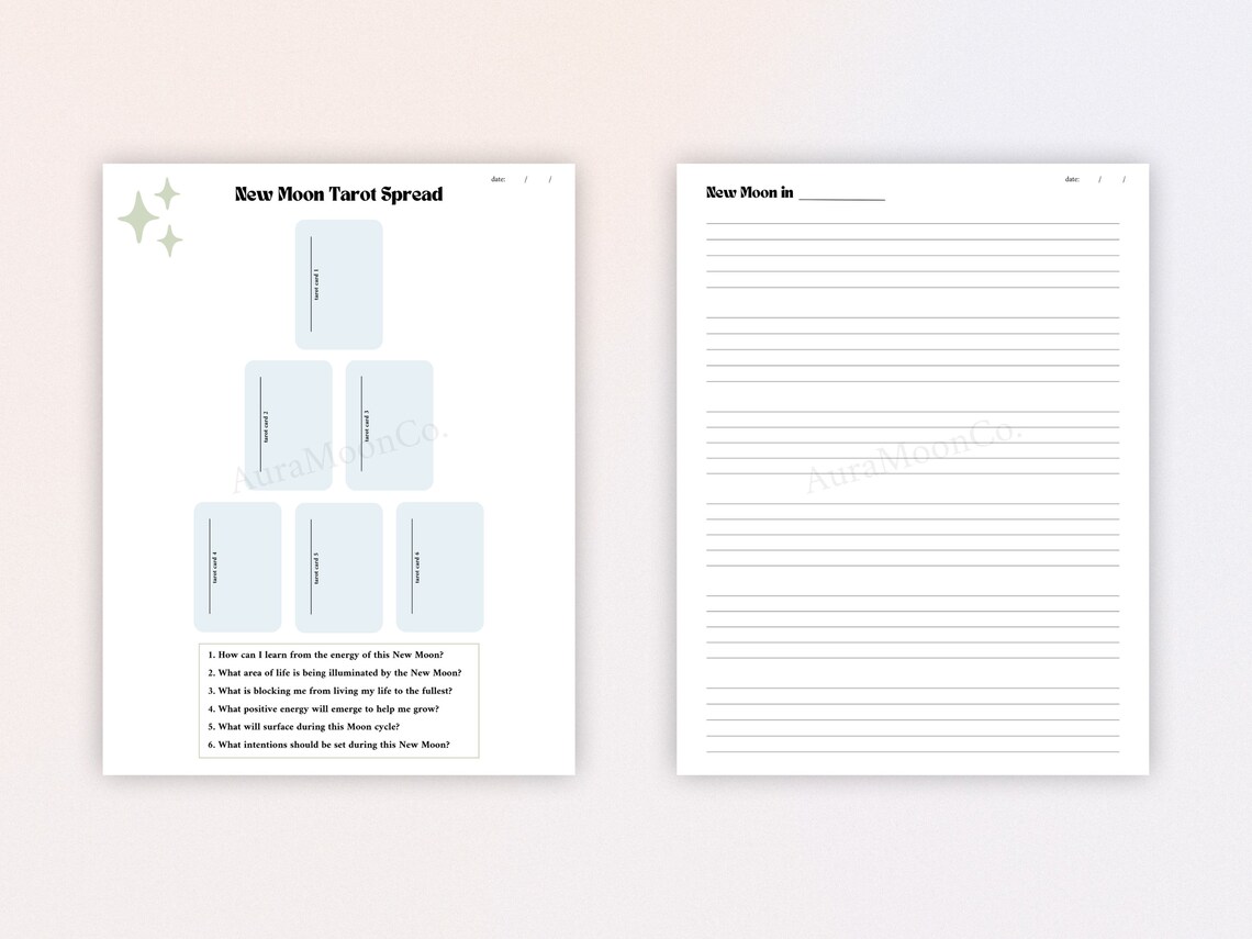Printable New Moon Tarot Spread | Printable Tarot Journal | New Moon ...