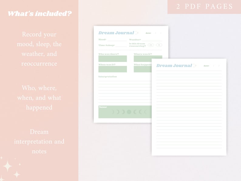 Printable Dream Journal | Dream Journal Digital | Dream Journal ...