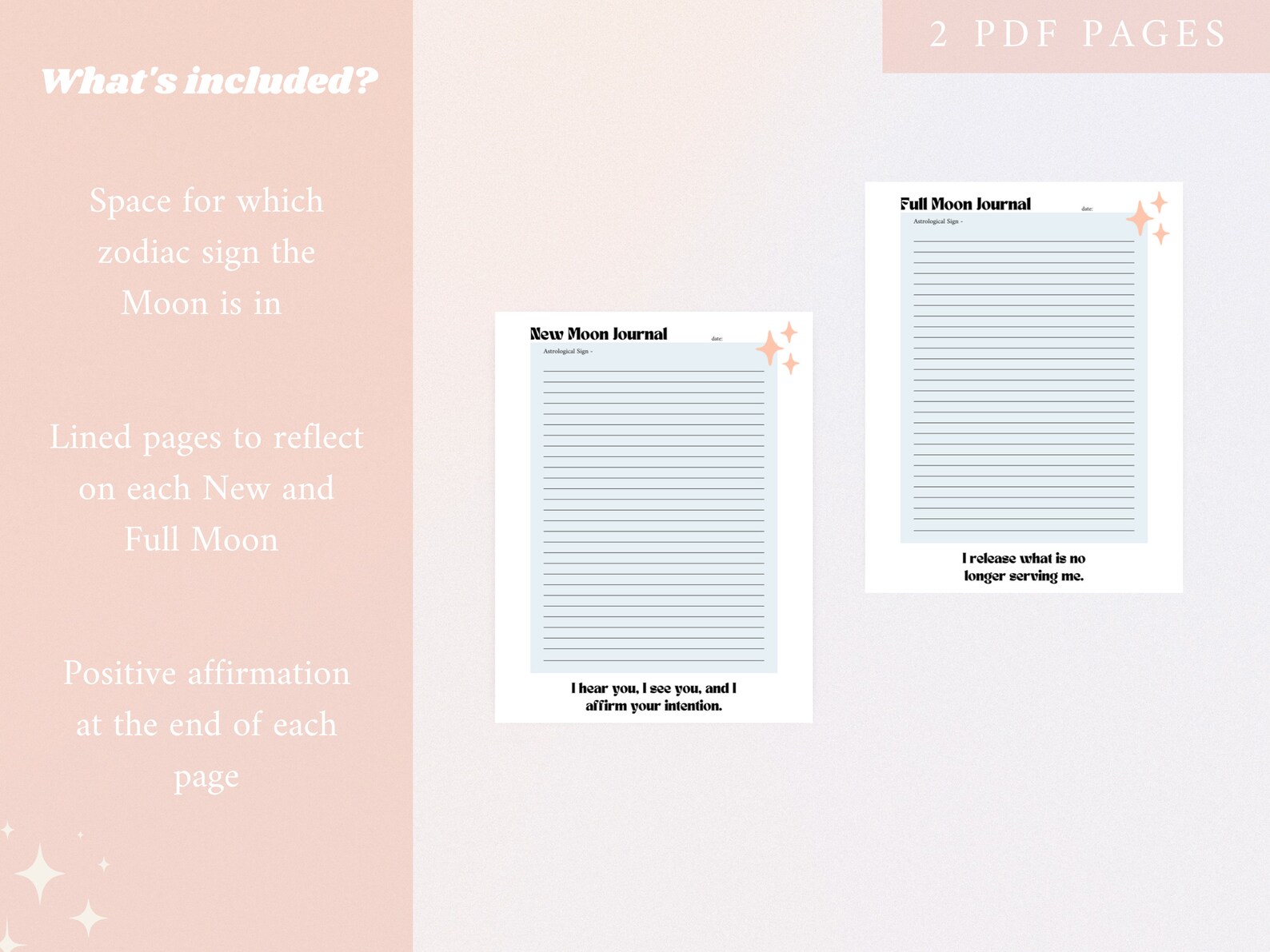 Printable New and Full Moon Journal | Moon Ritual | Downloadable ...