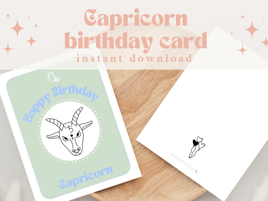 Printable Capricorn Birthday Card | Horoscope Birthday Cards ...