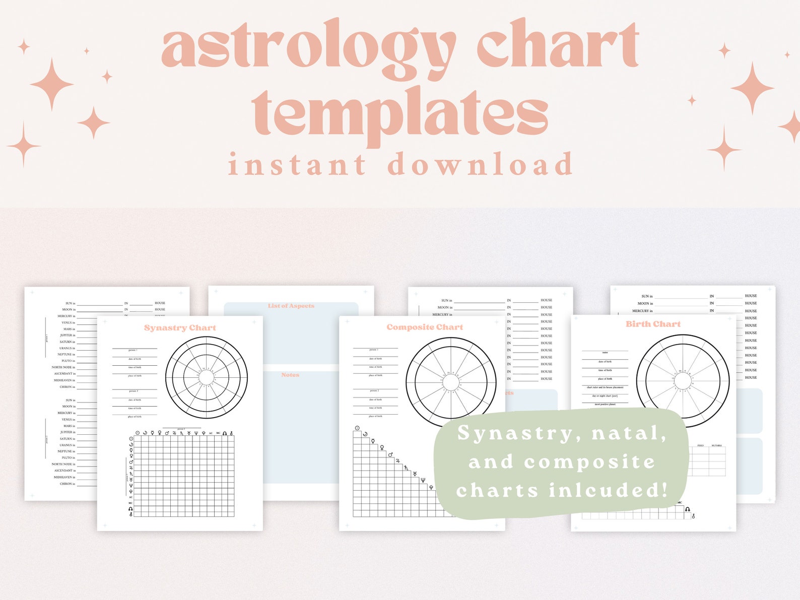 Printable Astrology Charts Templates | Printable Synastry, Composite ...