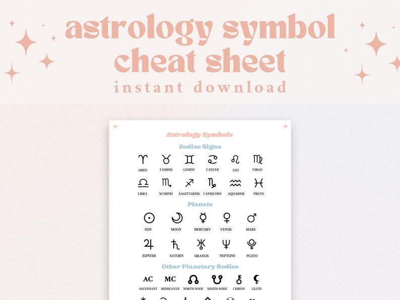 Printable Astrology Symbol Cheatsheet | Astrology Quick Reference ...