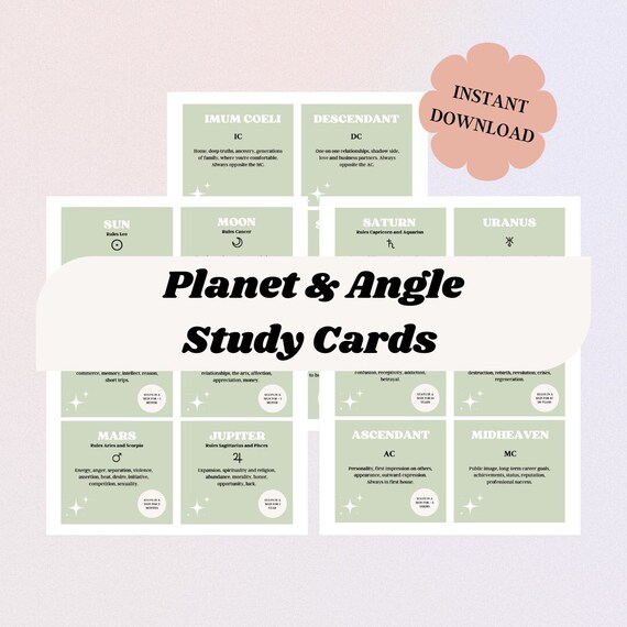 Printable Planet and Angle Study Cards Astrology Flash Cards | Etsy