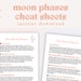 Printable Moon Phases Cheat Sheets | Moon Phases Digital Download ...