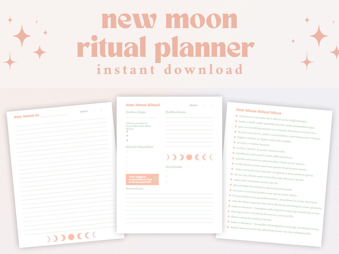 Printable New Moon Ritual Planner New Moon Ritual Kit New - Etsy