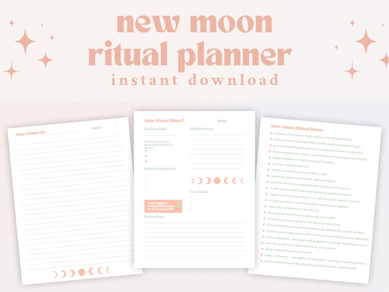 Printable New Moon Ritual Planner New Moon Ritual Kit New - Etsy