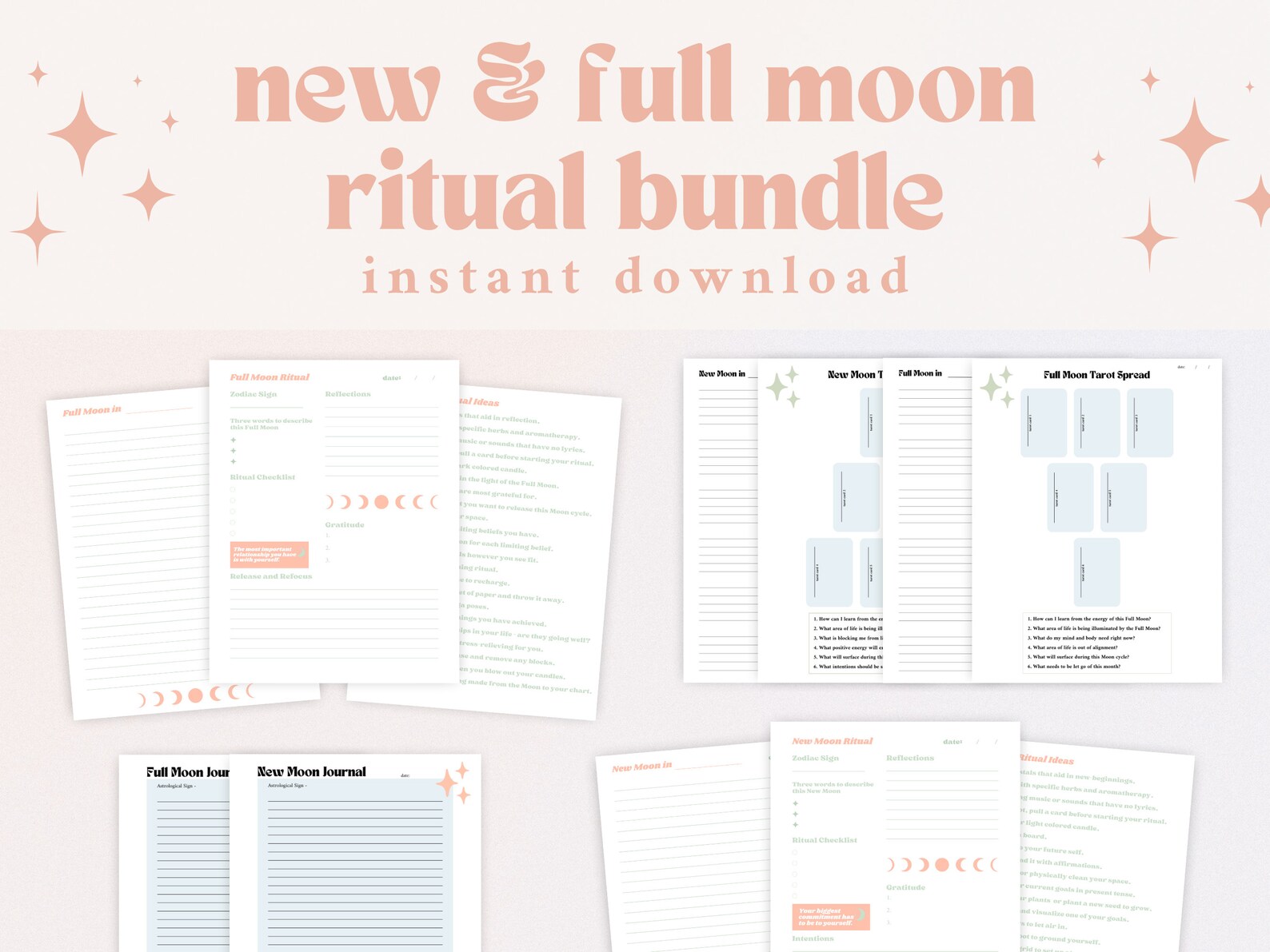 Printable New & Full Moon Ritual Bundle | Digital Moon Journal | Moon ...