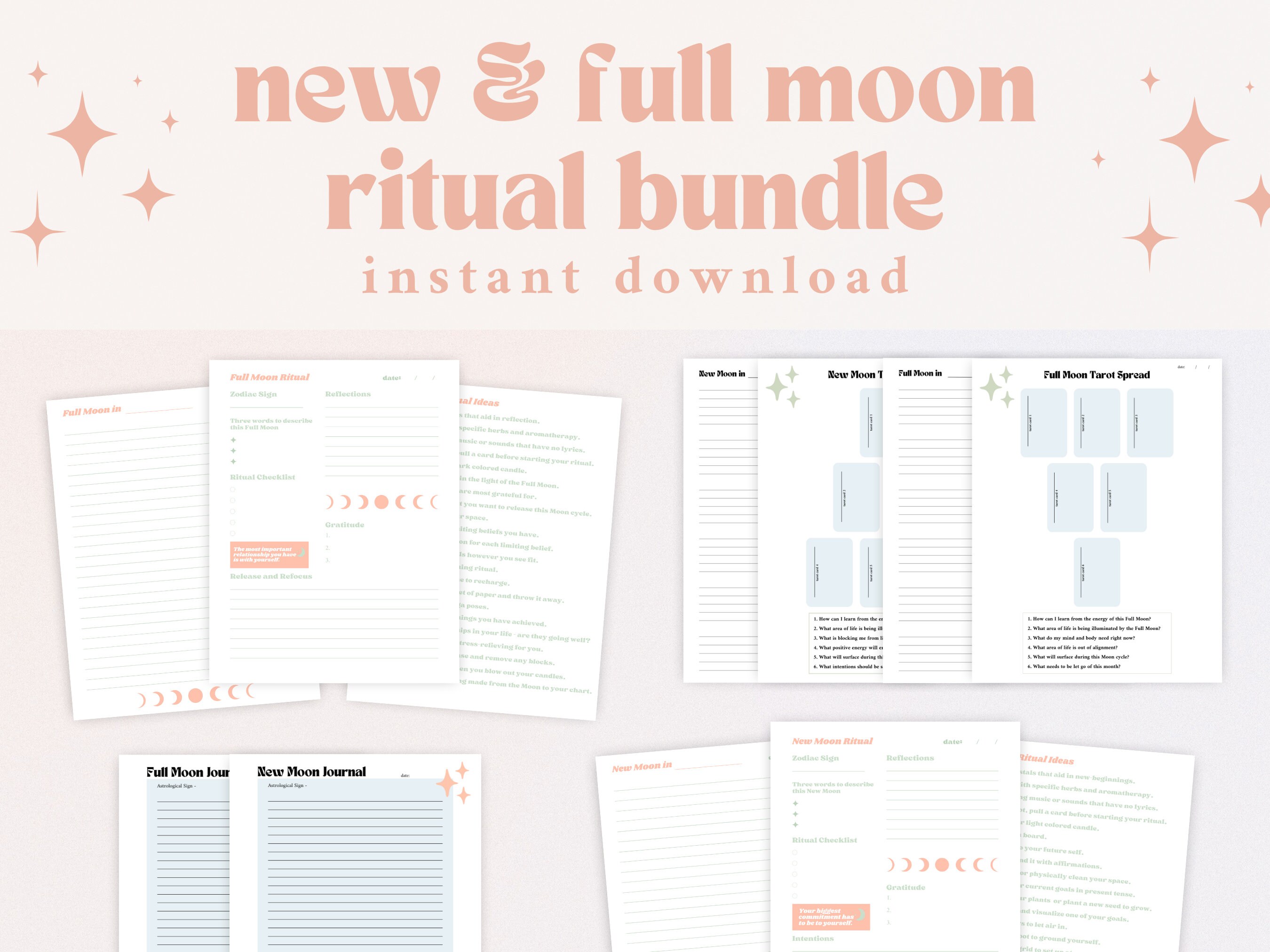 Printable New & Full Moon Ritual Bundle | Digital Moon Journal | Moon ...