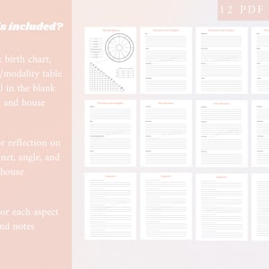 Printable Blank Birth Chart Template W/ Reflection Pages | Astrology ...