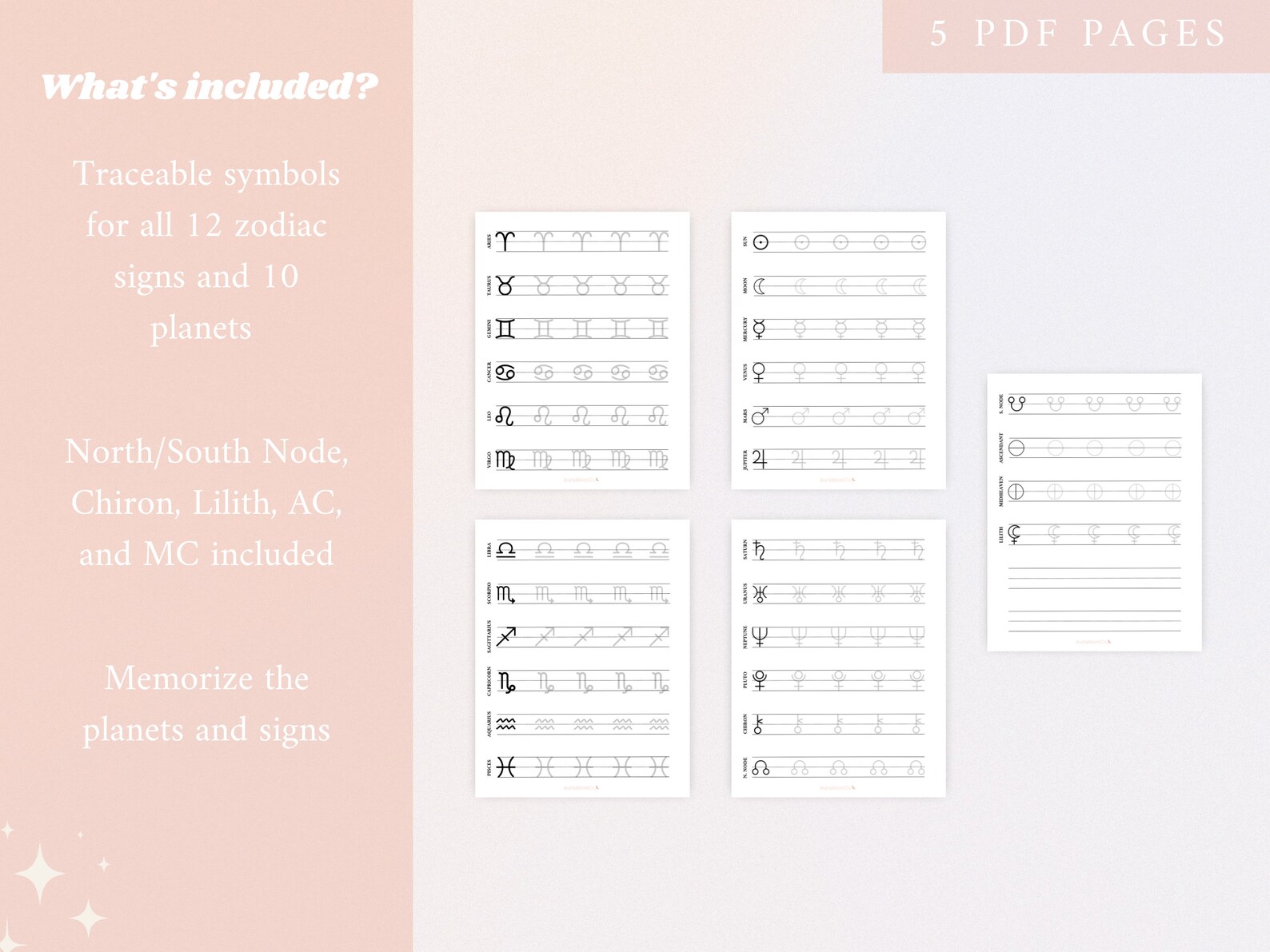 Printable Traceable Astrology Sheets | Astrology Workbook | Astrology ...