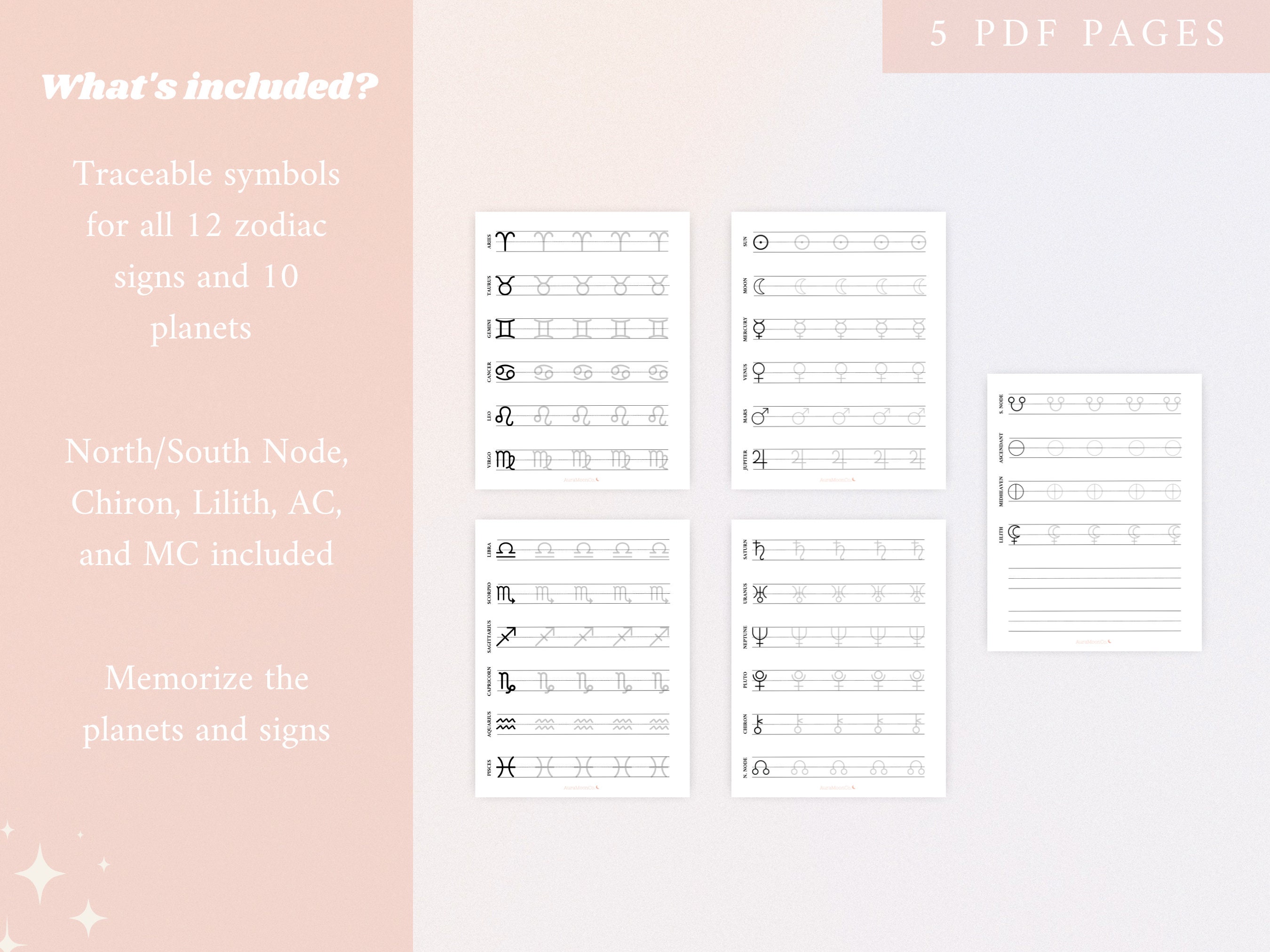 Printable Traceable Astrology Sheets | Astrology Workbook | Astrology ...