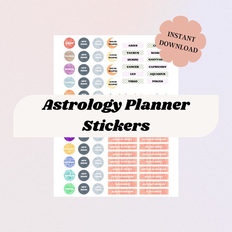 Printable Astrology Sticker Sheet Astrology Sticker Pack | Etsy