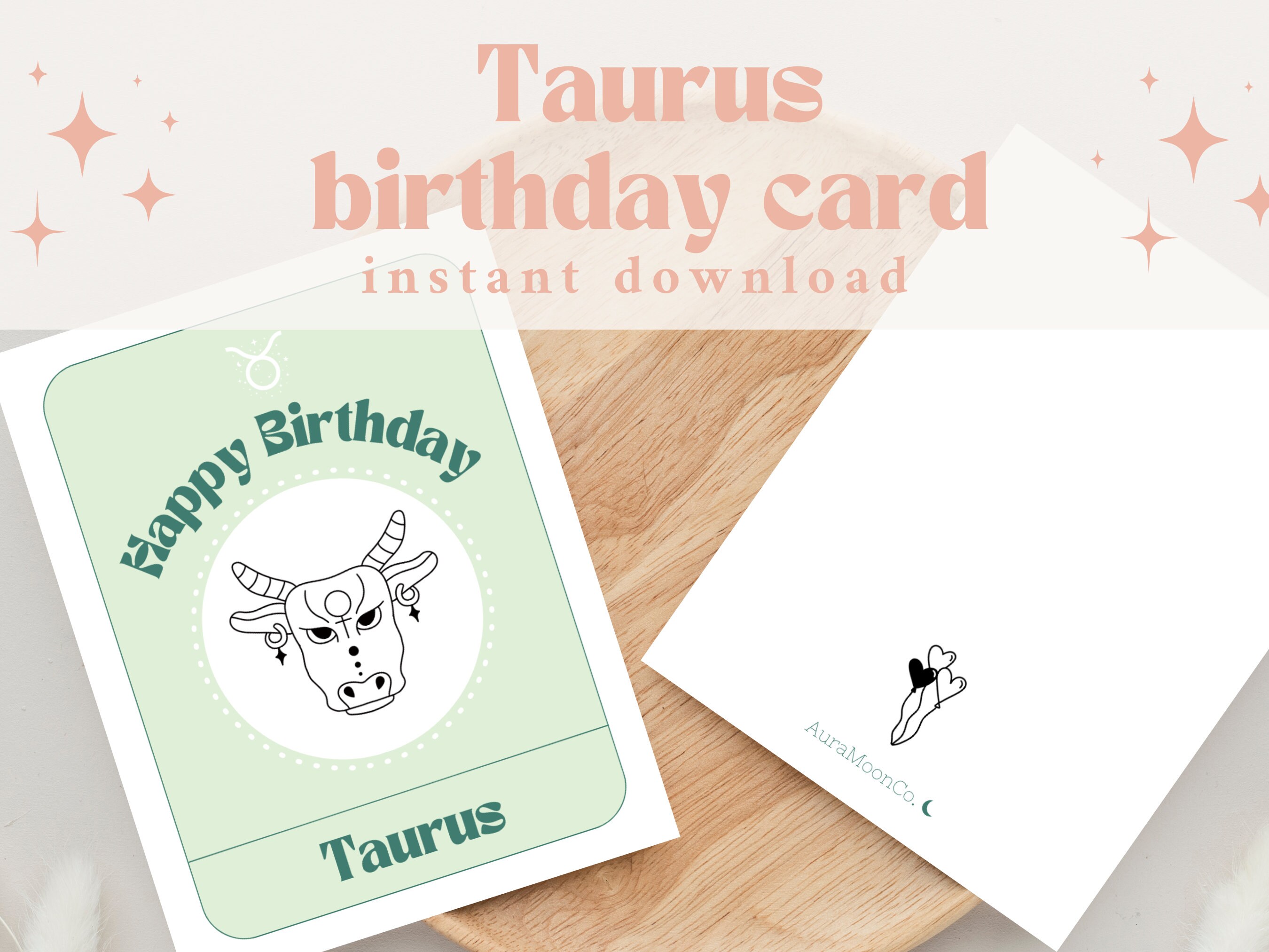 Printable Taurus Birthday Card | Digital Taurus Birthday Card | Zodiac Card Download | Taurus ...