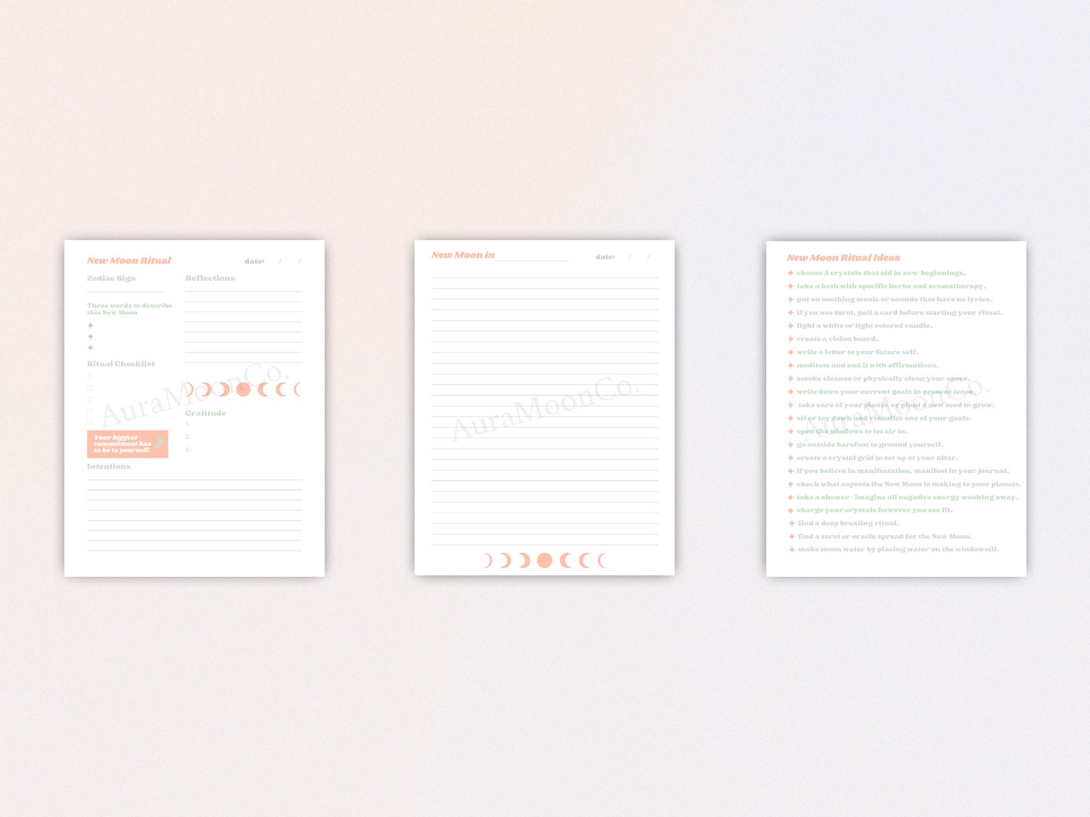 Printable New Moon Ritual Planner | New Moon Ritual Kit | New Moon ...