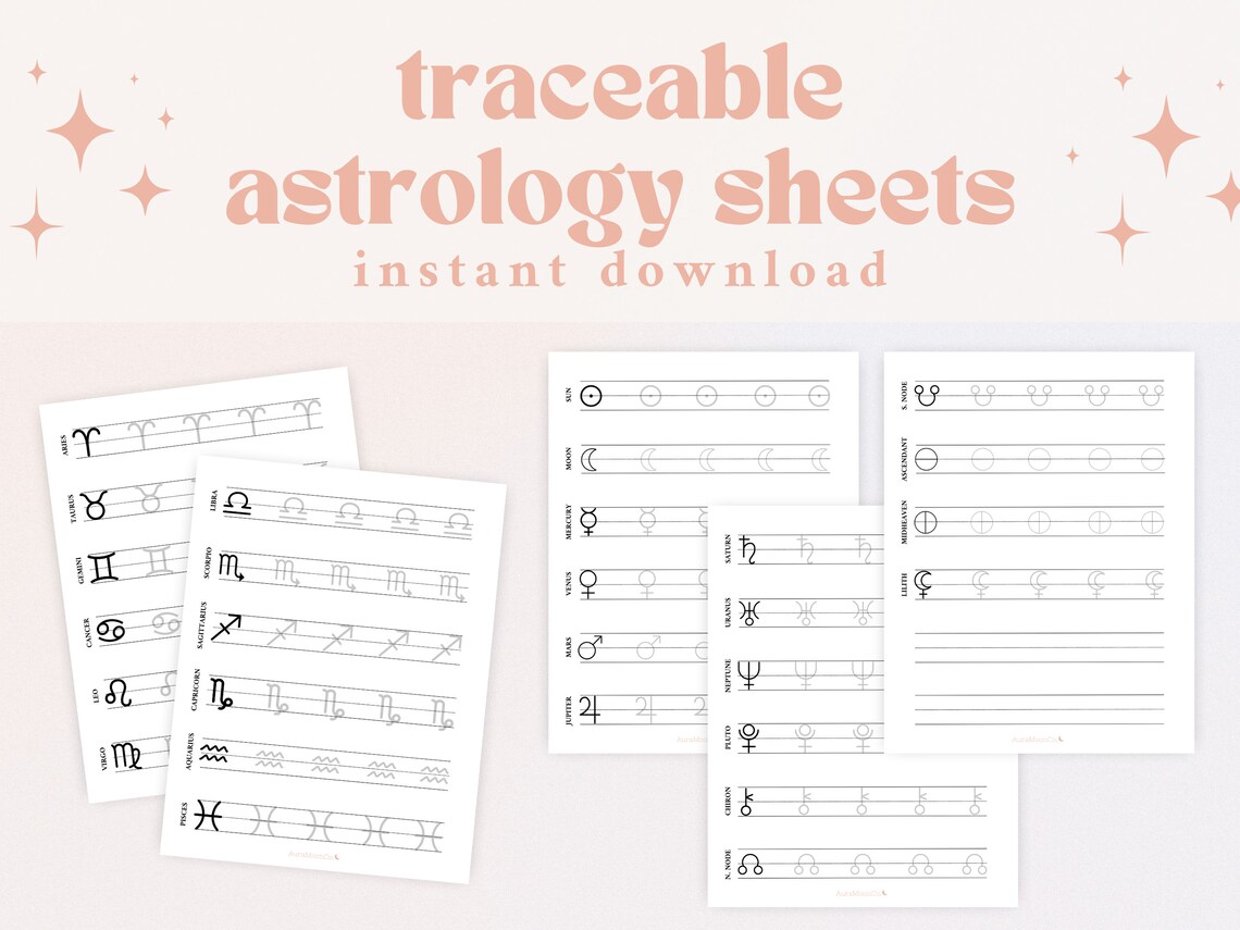 Printable Traceable Astrology Sheets | Astrology Workbook | Astrology ...
