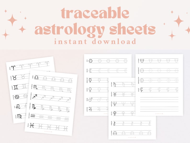 Printable Traceable Astrology Sheets | Astrology Workbook | Astrology ...
