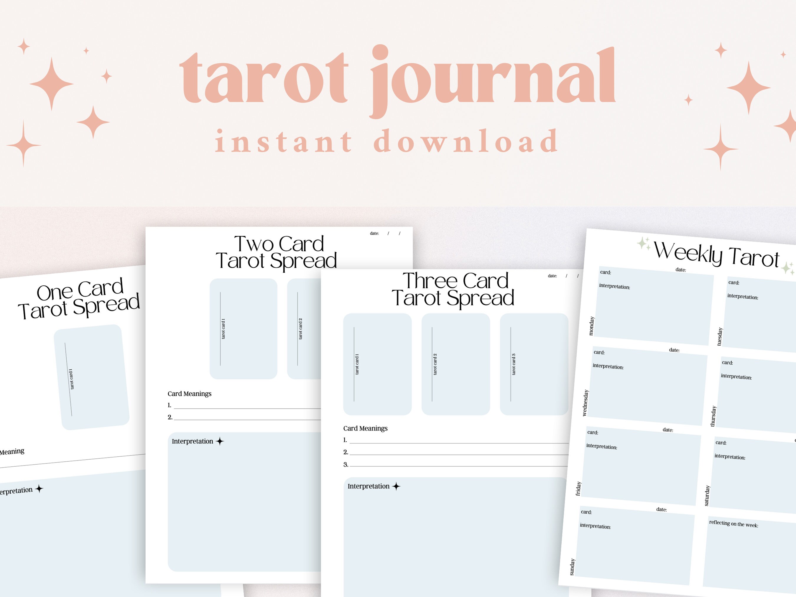 Printable Tarot Journal | Downloadable Tarot Log | Weekly Tarot Journal ...