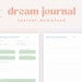 Printable Dream Journal | Dream Journal Digital | Dream Journal ...
