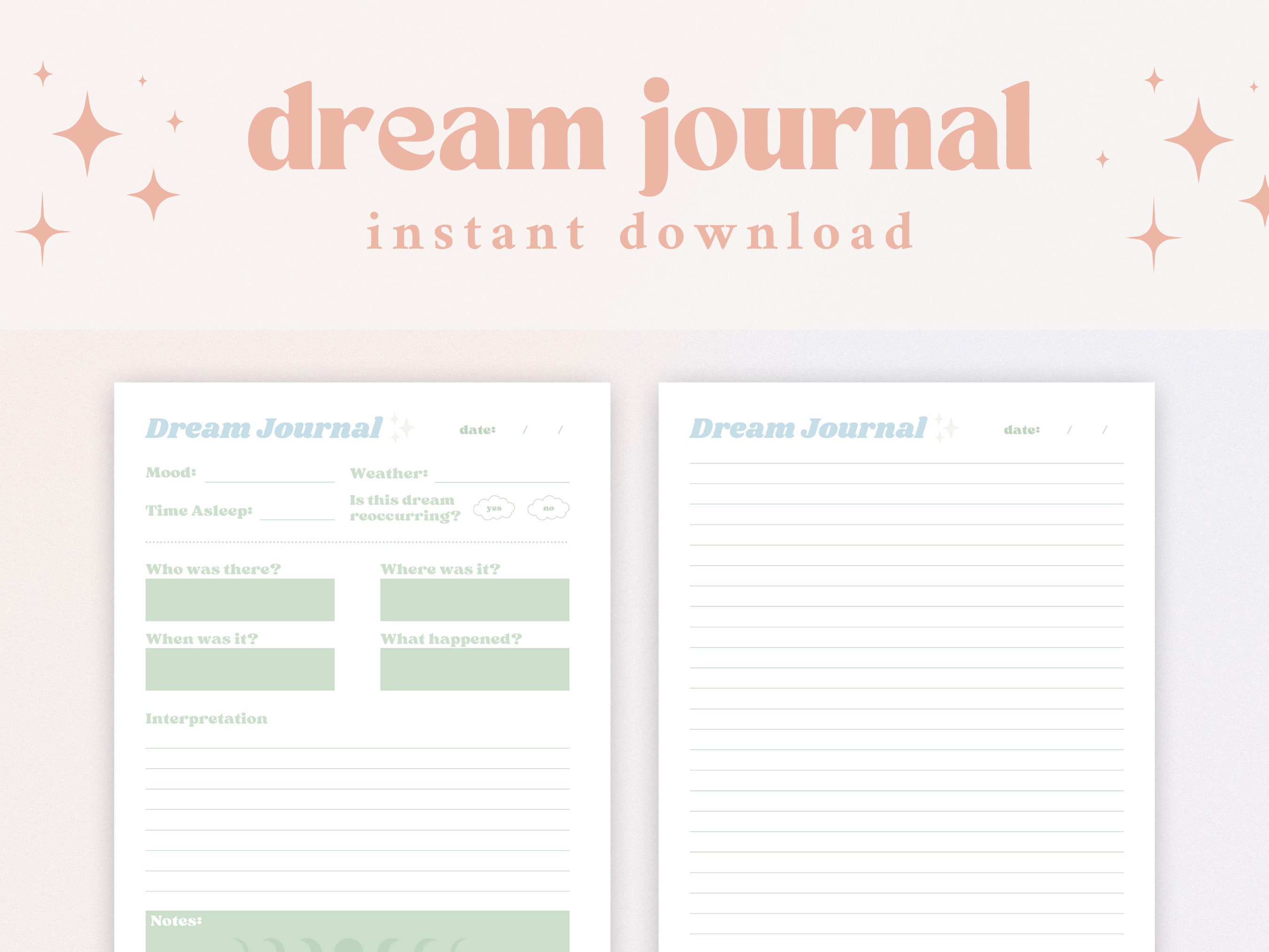 Printable Dream Journal | Dream Journal Digital | Dream Journal ...