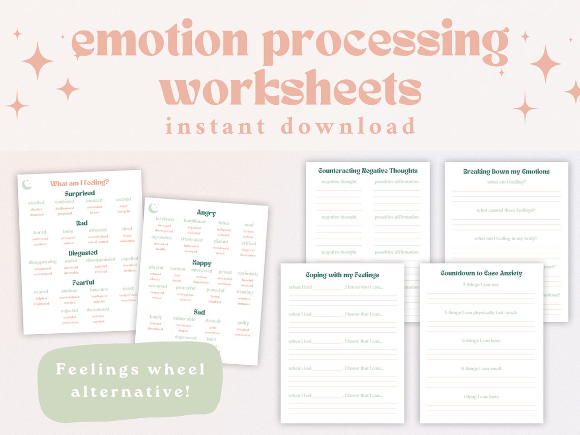 Printable Emotion Processing Worksheets Feelings Wheel Alternative What ...