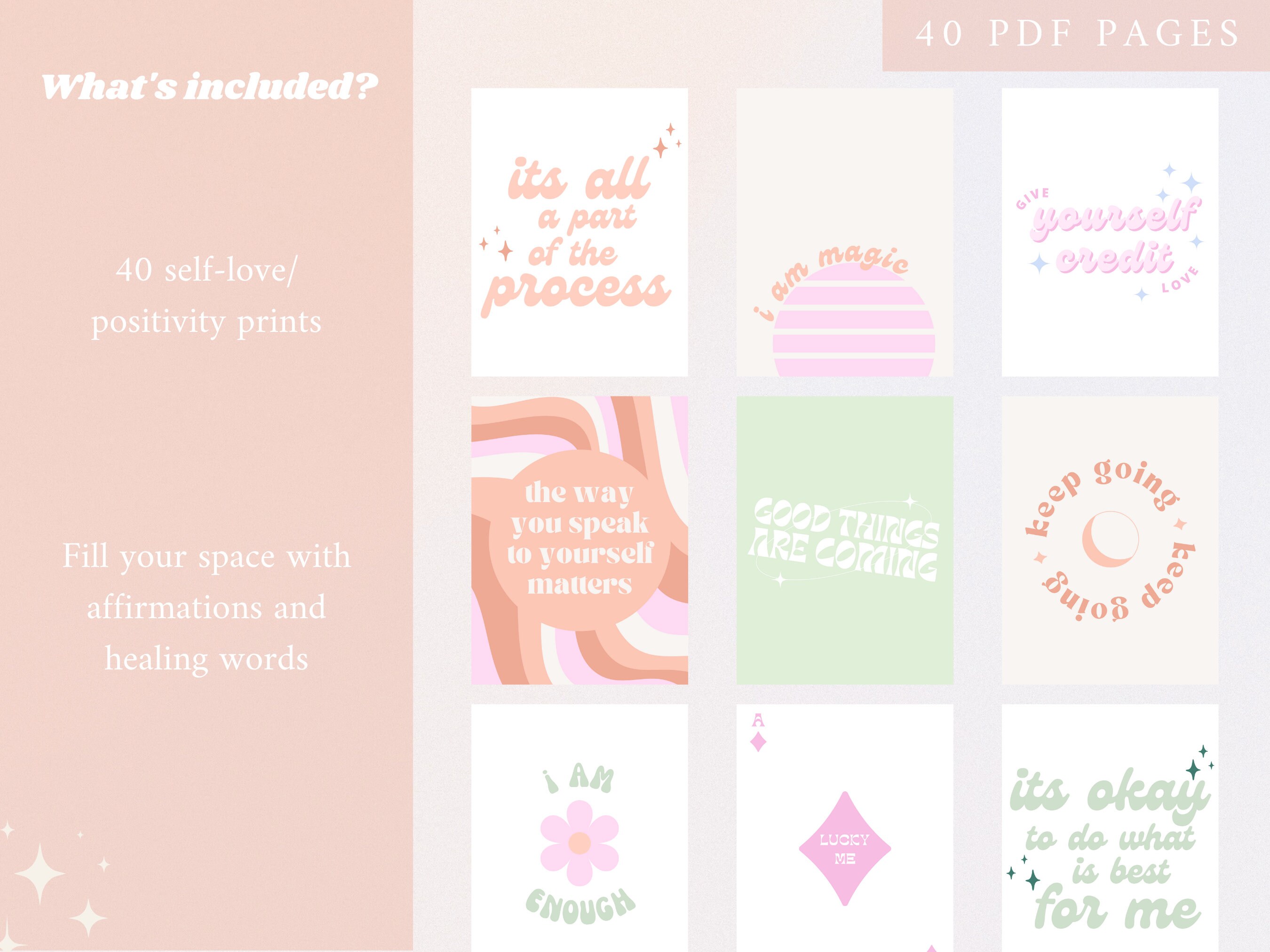 Printable Self-love Wall Prints | Digital Gallery Wall Set | Aesthetic ...