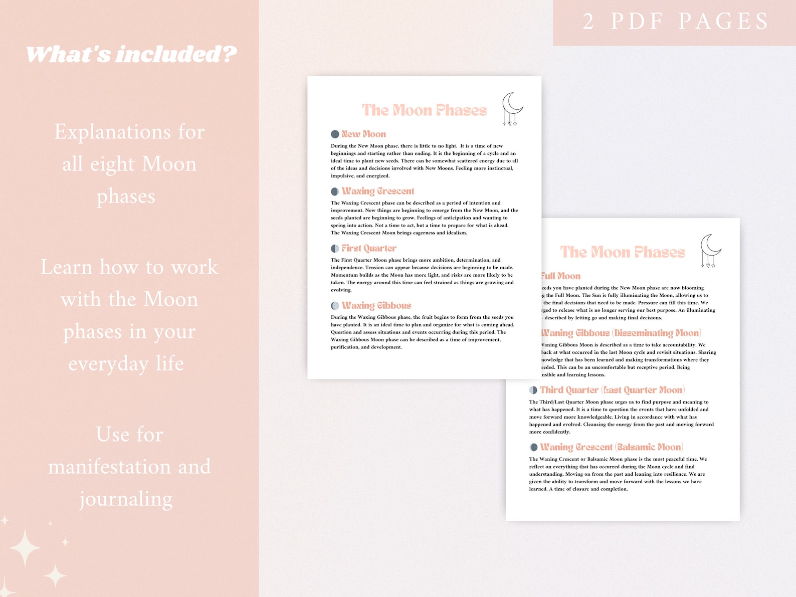 Printable Moon Phases Cheat Sheets | Moon Phases Digital Download ...