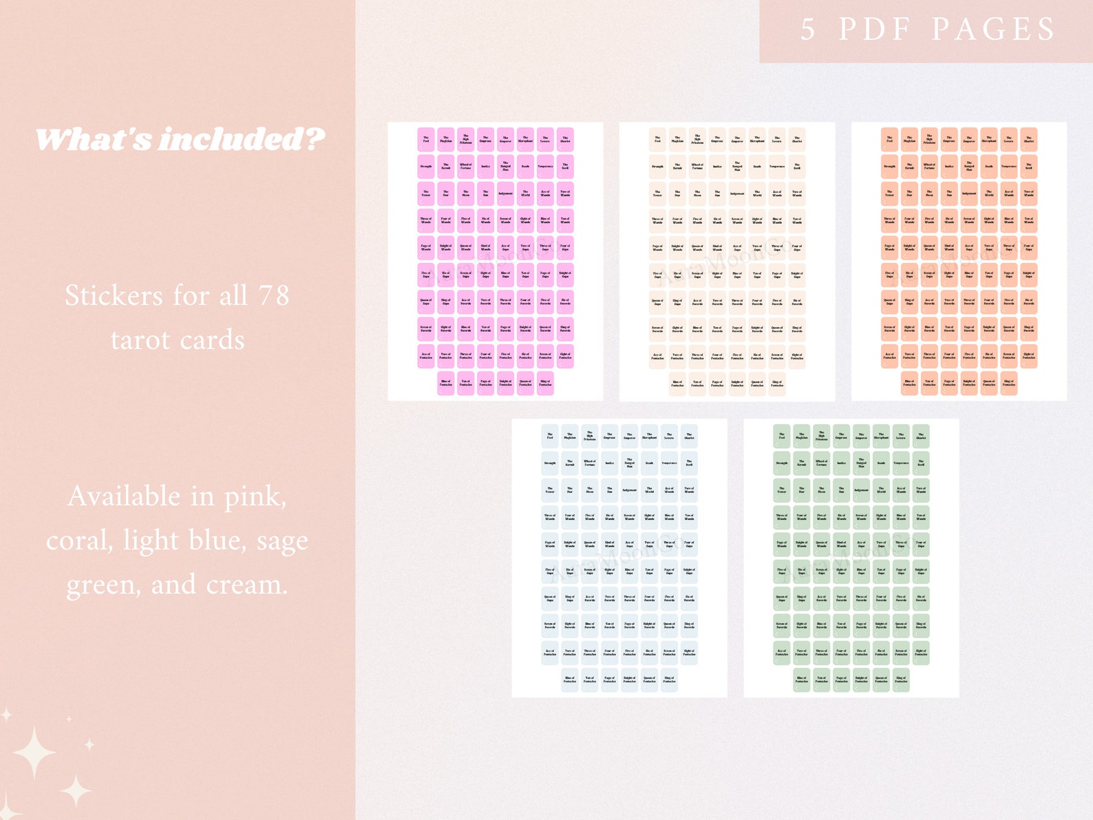Printable Tarot Card Stickers Tarot Sticker for Journal Tarot Sticker ...