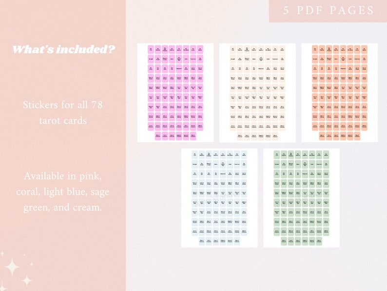 Printable Tarot Card Stickers Tarot Sticker for Journal Tarot Sticker ...