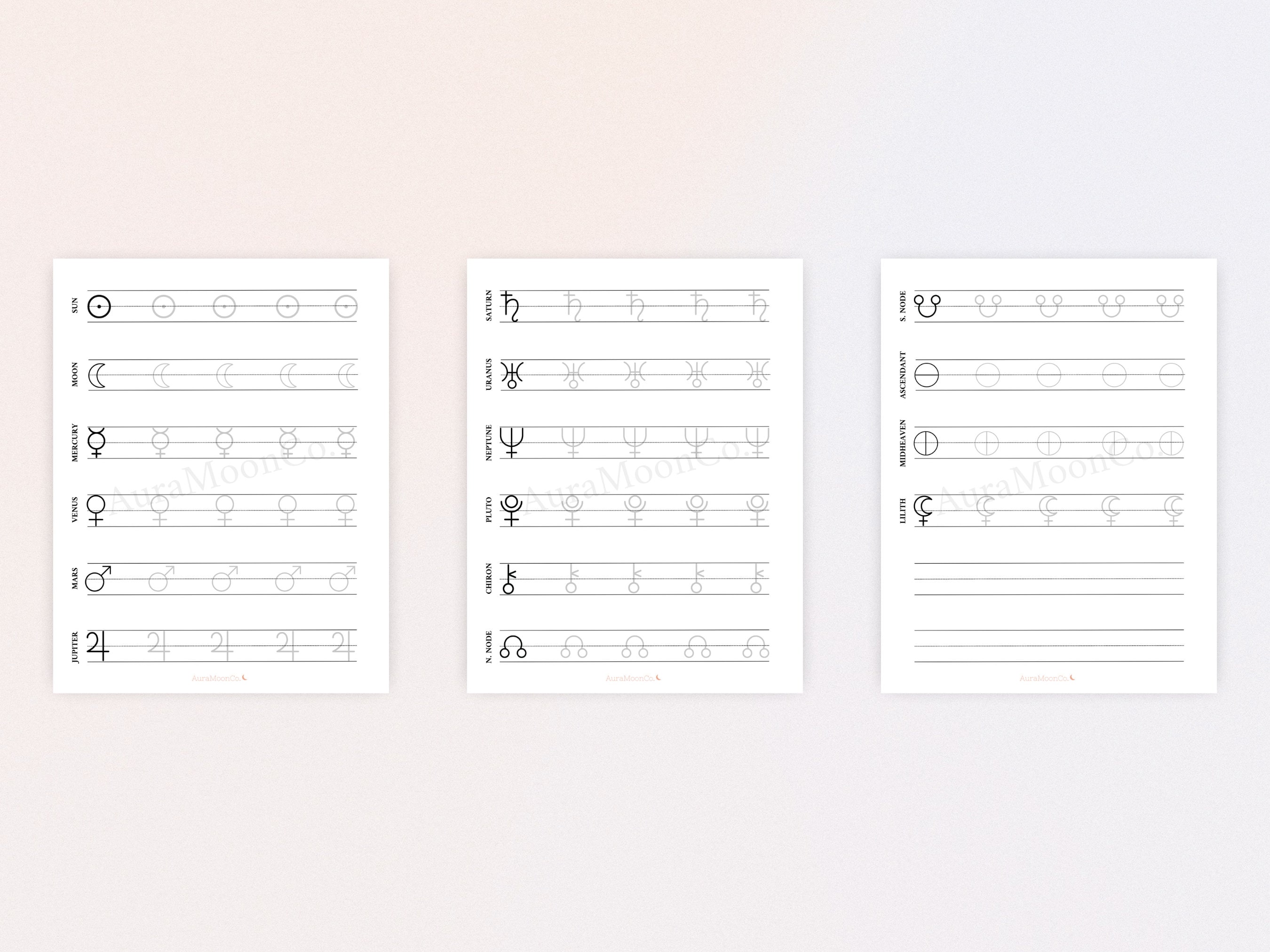 Printable Traceable Astrology Sheets | Astrology Workbook | Astrology ...