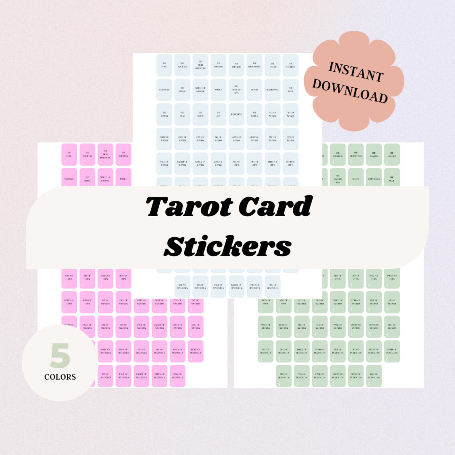 Printable Tarot Card Stickers Tarot Stickers for Journaling - Etsy