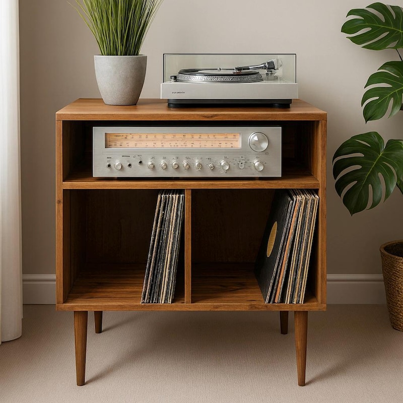 Wood Record Cabinet Oak - Etsy UK