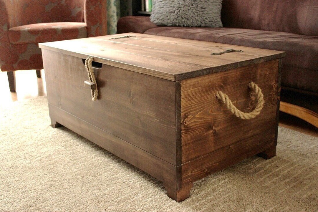 Rustic Industrial Trunk, Wooden Trunk, Storage Trunk, Storage Chest ...