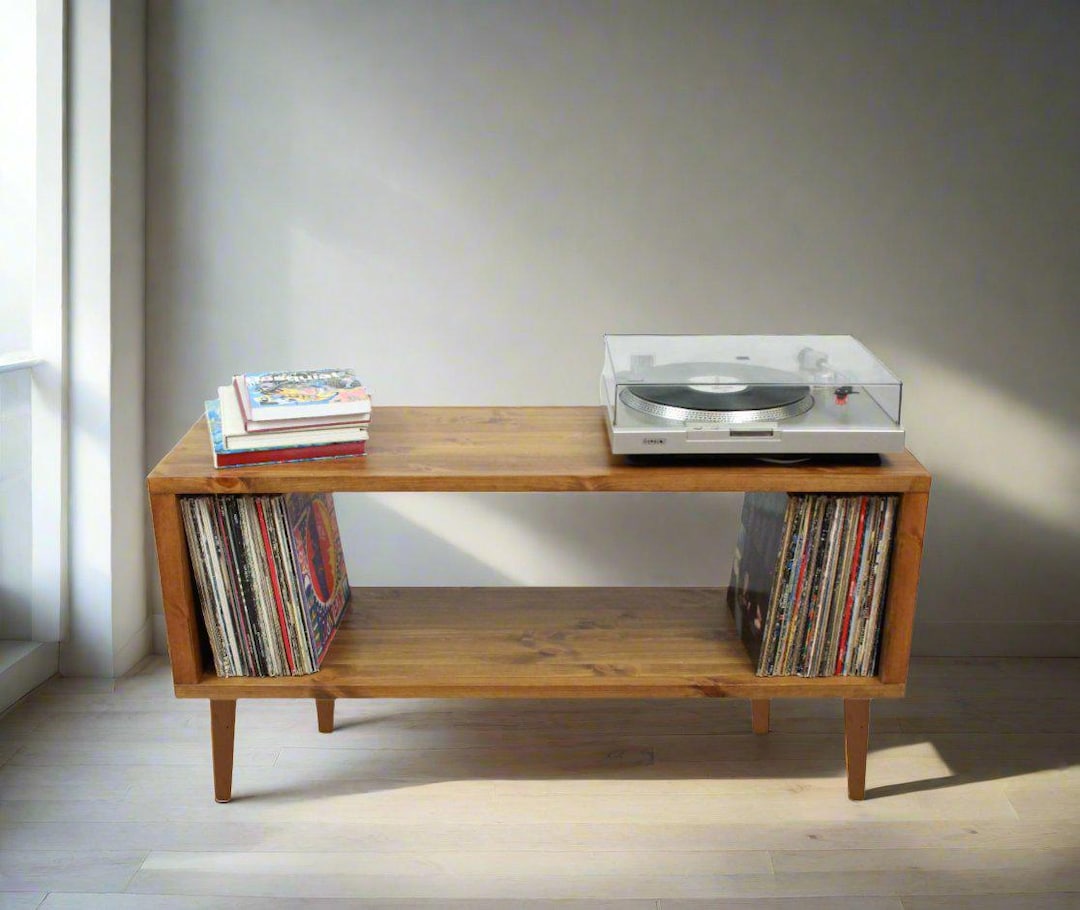 Handcrafted Solid Wood Record Player Stand: Vinyl Storage Furniture - Etsy UK