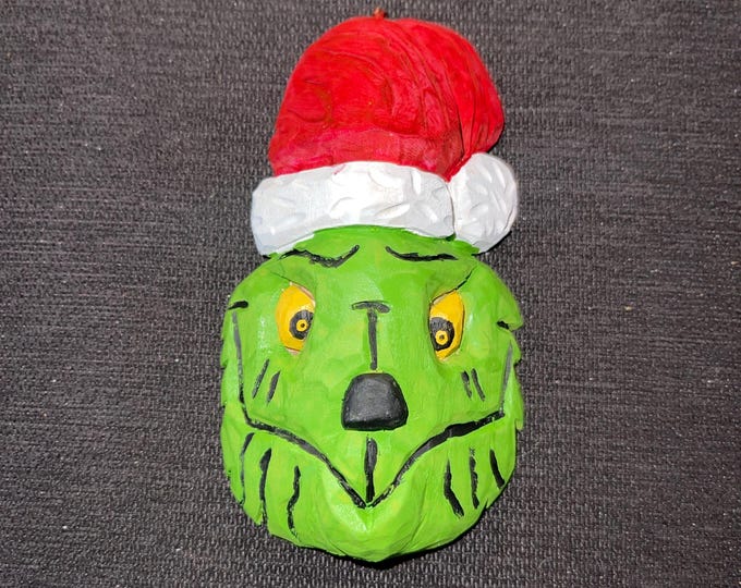 Grinch-wood Carving-whimsical Wooden Grinch Carving-christmas Tree ...