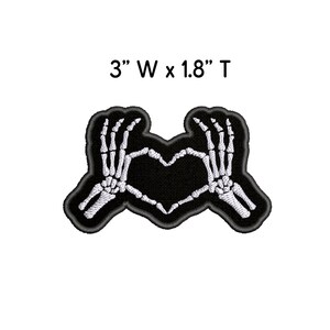 Skeleton Hands Heart Love Embroidered Iron on Patch Halloween Costume ...
