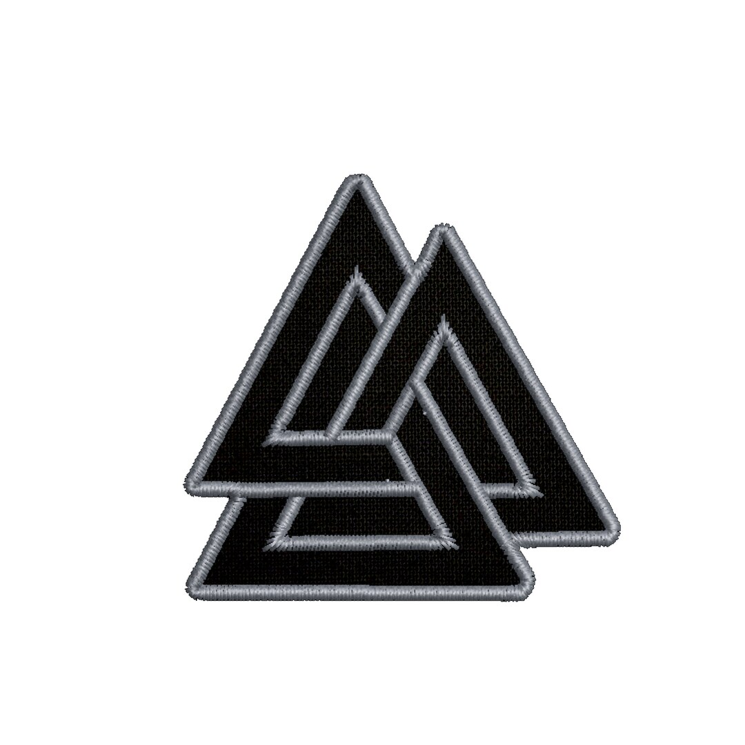 Black VALKNUT KNOT PATCH Iron-on Embroidered Odin Norse Mythology ...